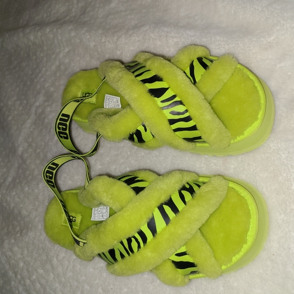 UGG | Shoes | Ugg S 1 Neon Green Black Tiger Stripe Design Slides New ...